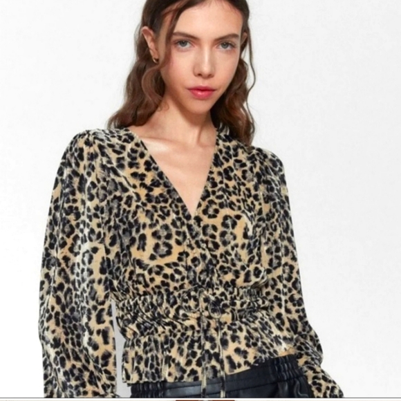 Zara | Tops | Zara Leopard Print Silky Blouse Med | Poshmark